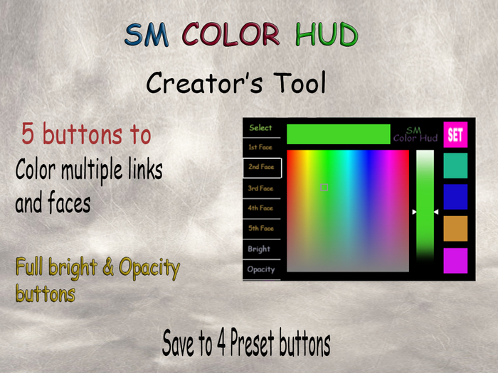 Second Life Marketplace - SM COLOR HUD V1.5 DEMO